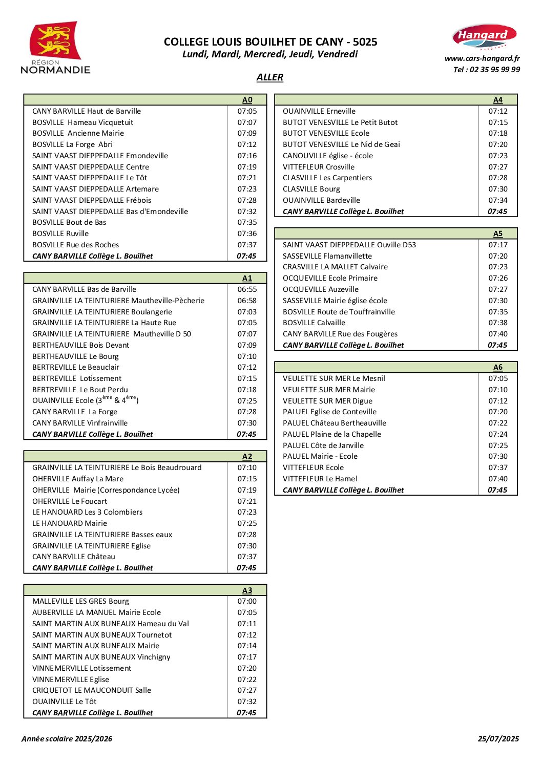 COLLEGE BOUILHET CANY 2025 2026 | HANGARD AUTOCARS
